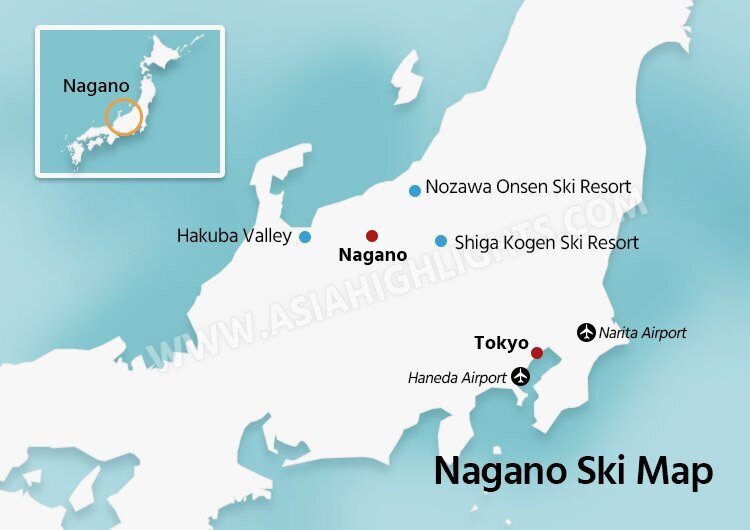 Japan Ski Map with Cities and The Best Ski Resorts