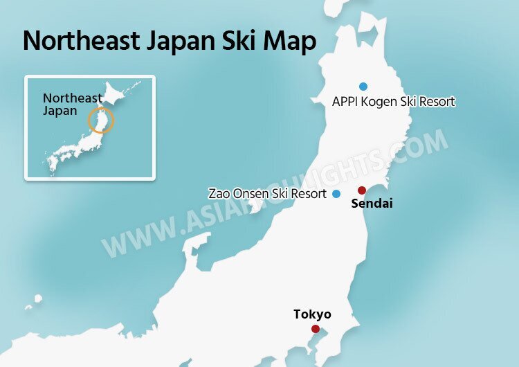 Japan Ski Map with Cities and The Best Ski Resorts