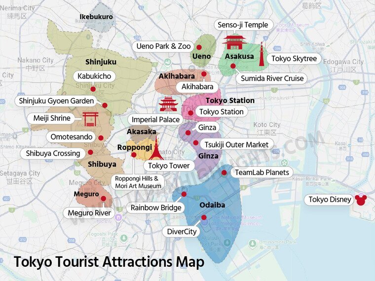 Tokyo Tourist Map: Plan Your Trip with Attractions and Neighborhoods