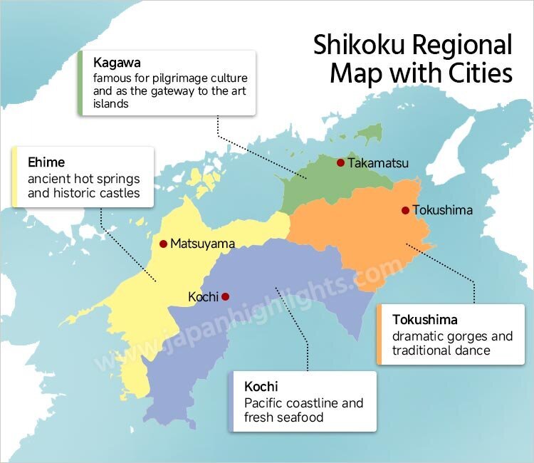 Shikoku Travel Map: Plan Your Trip with Attractions and Transportation